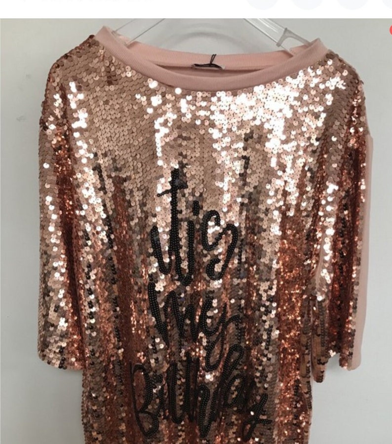 It's My Birthday Cursive Writing Sequin Tshirt Dress | One Size Sequin ...