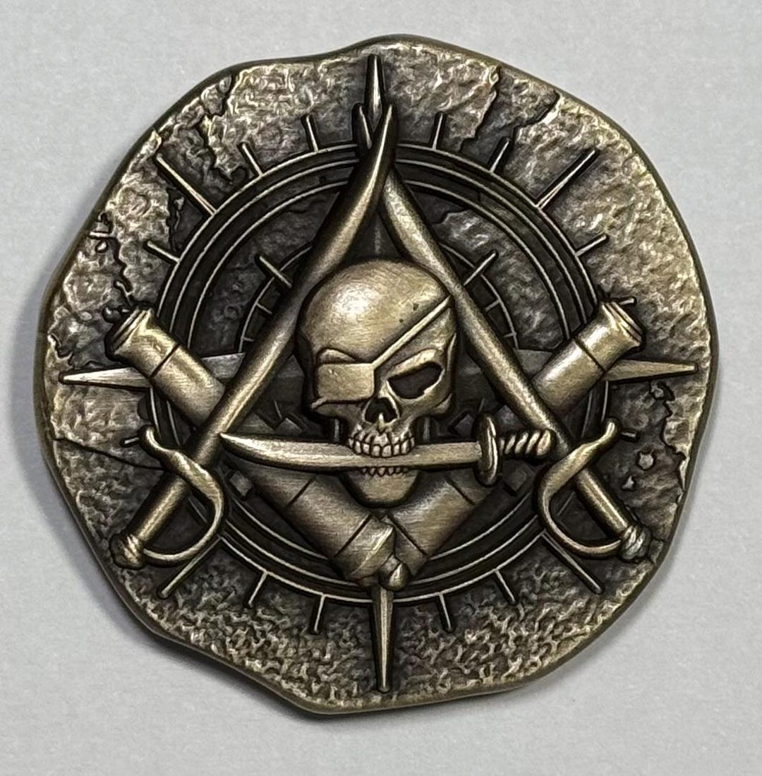 NEW UPDATED DESIGN! Piece of Eight Style Pirate Challenge Coin With ...