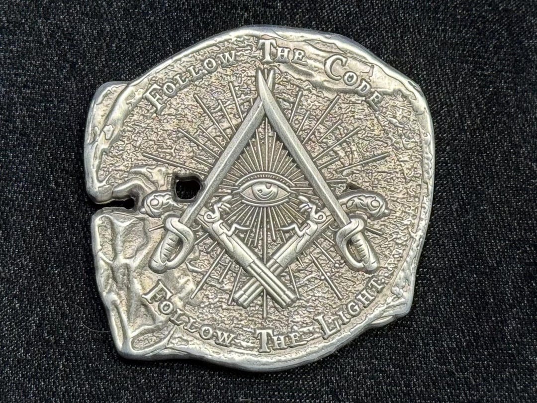Doubloon Style Pirate Challenge Coin With Freemason Masonic Symbolism ...