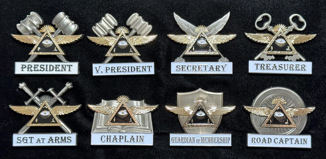 Widows Sons Masonic Riders "winged Pyramid" Set 8 Officer Pins - Etsy