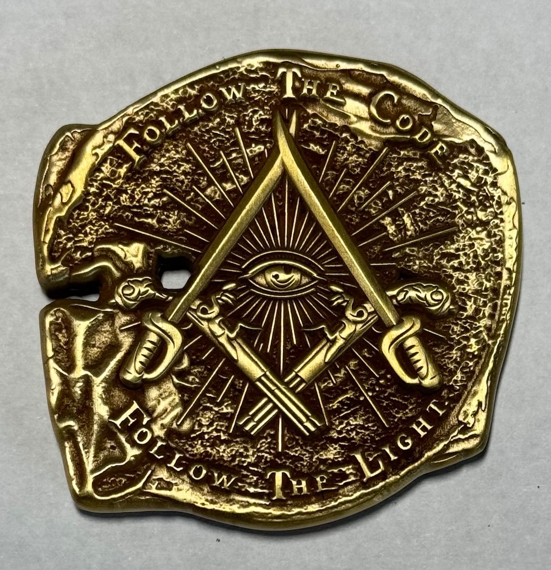 Doubloon Style Pirate Challenge Coin With Freemason Masonic Symbolism ...