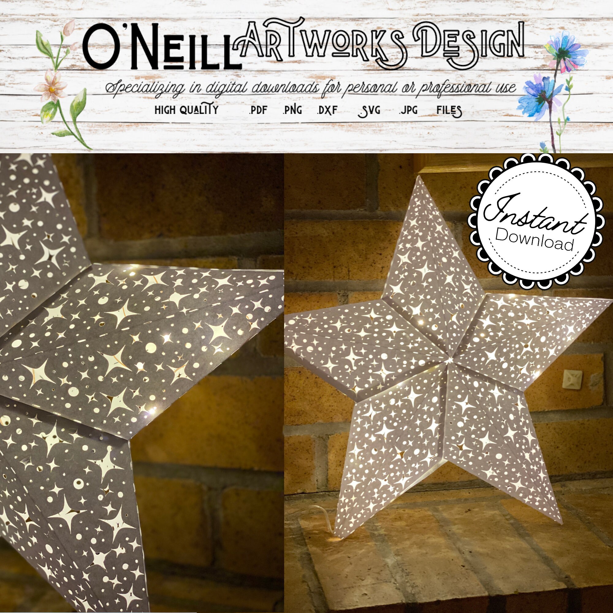 Vintage 3D Celestial Pattern Star Luminary SVG Paper Pendant Lighting ...