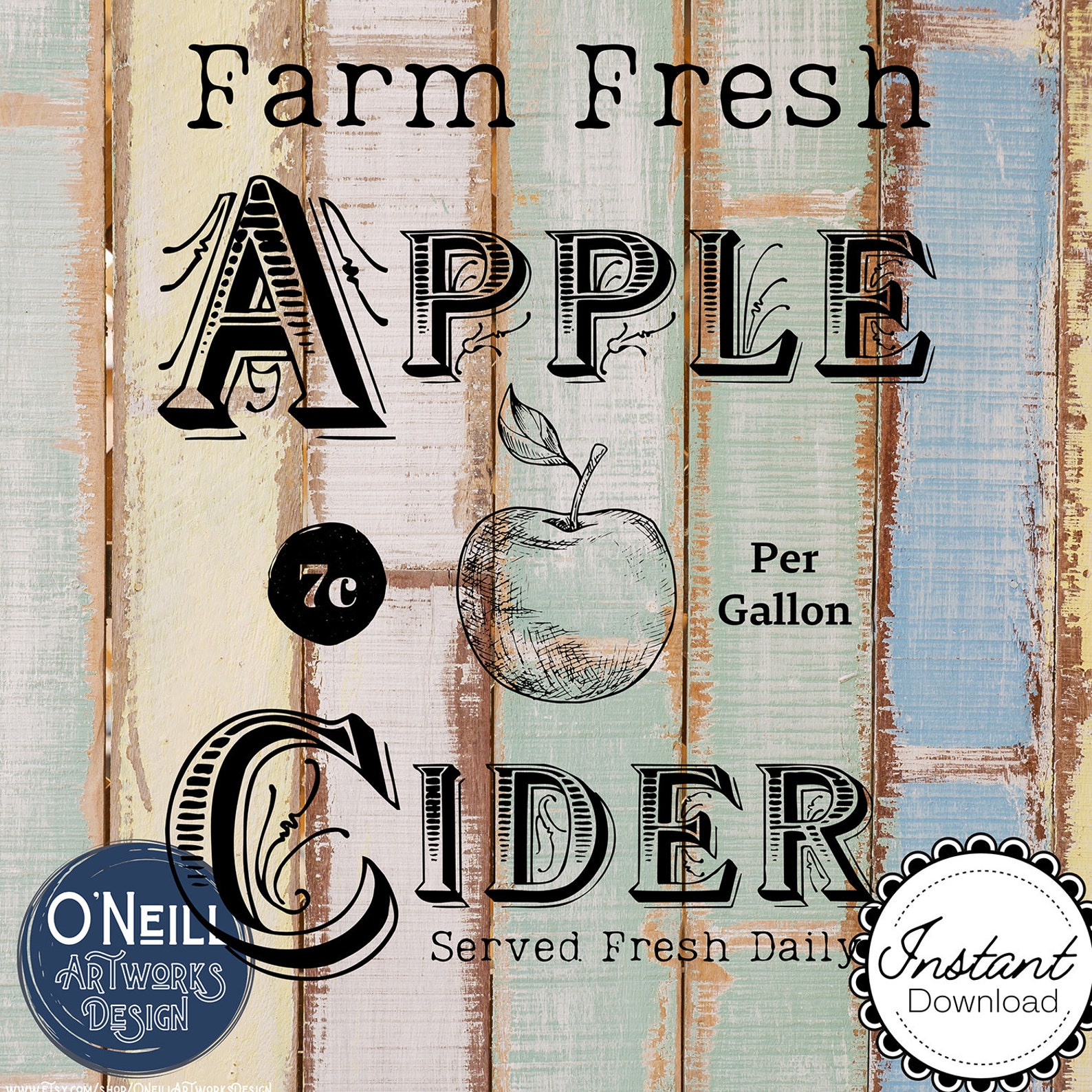 Old-fashioned Farm Fresh Apple Cider Sign Printable Download - Etsy
