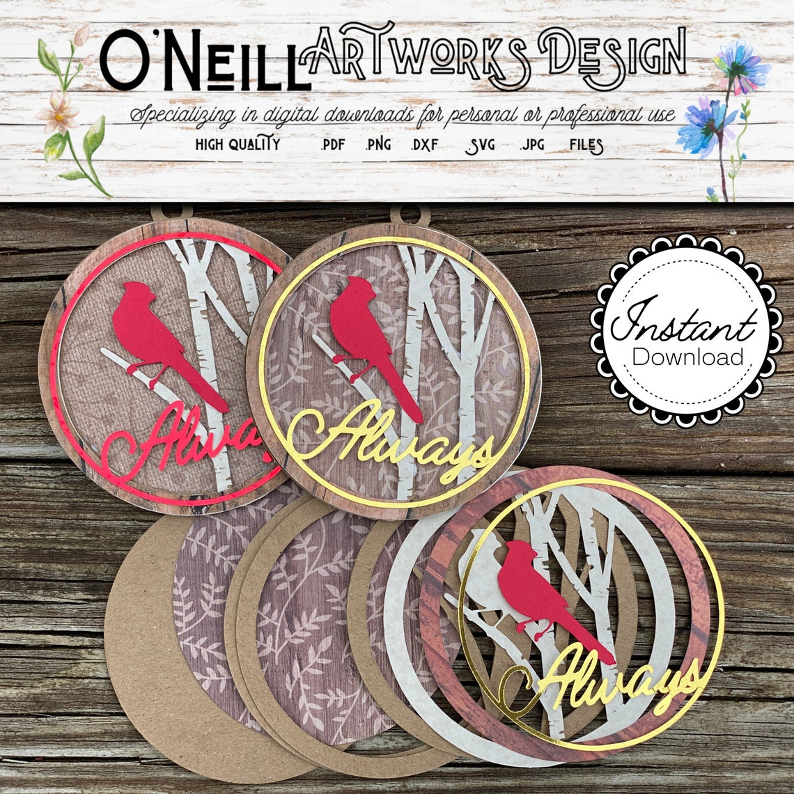 Cardinal Ornament SVG Layered Paper Art Cricut Cut File Easy | Etsy