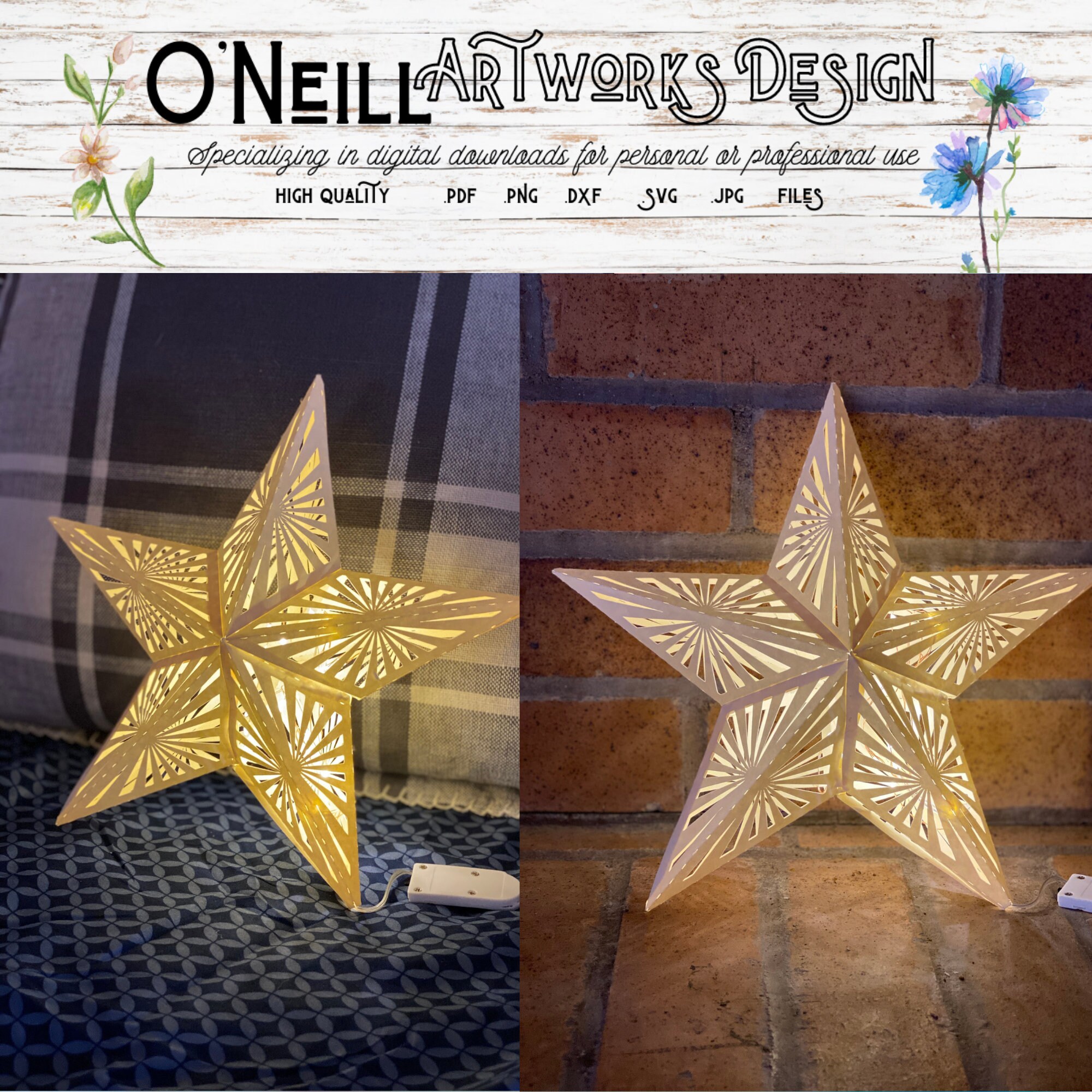 Vintage 3d Star Luminary SVG Art Deco Paper Pendant Lighting - Etsy