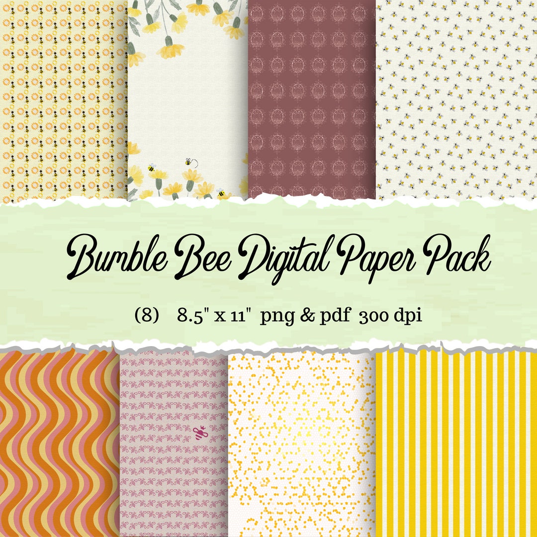 Vintage Bumble Bee Printable Paper 8.5 X 11 Digital Download Scrapbook ...