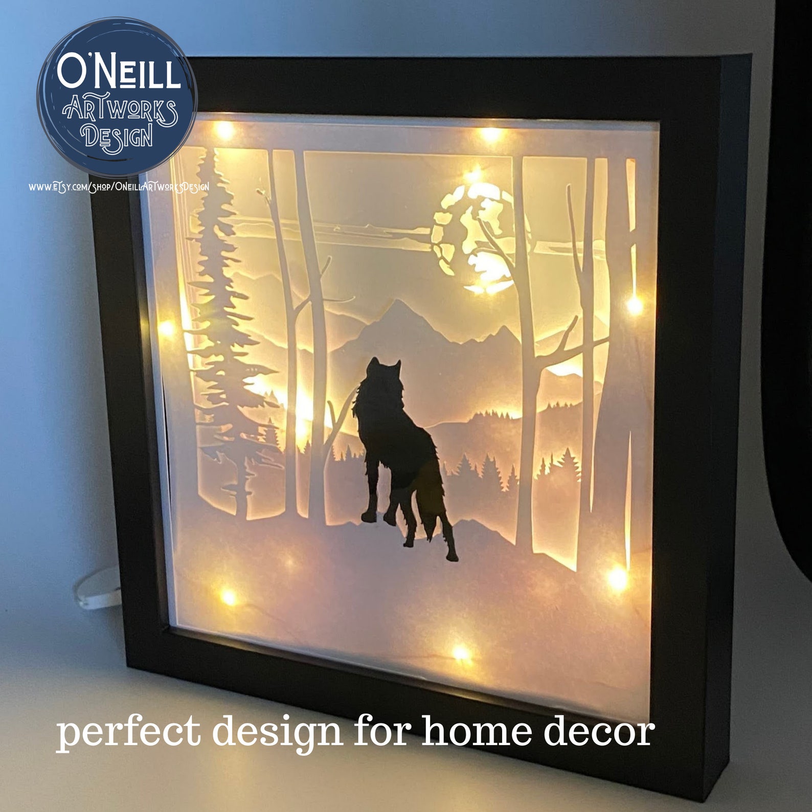 The Lone Wolf Lightbox SVG Layered Paper Art Shadowbox Craft Project ...