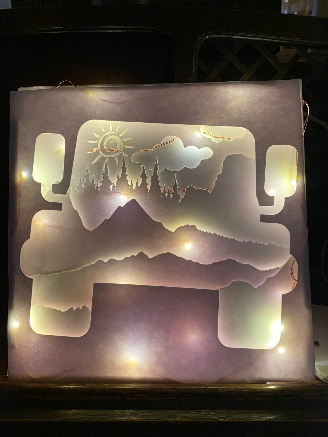 Lightbox SVG Layered Shadowbox Jeep Wrangler Silhouette Mountain View ...