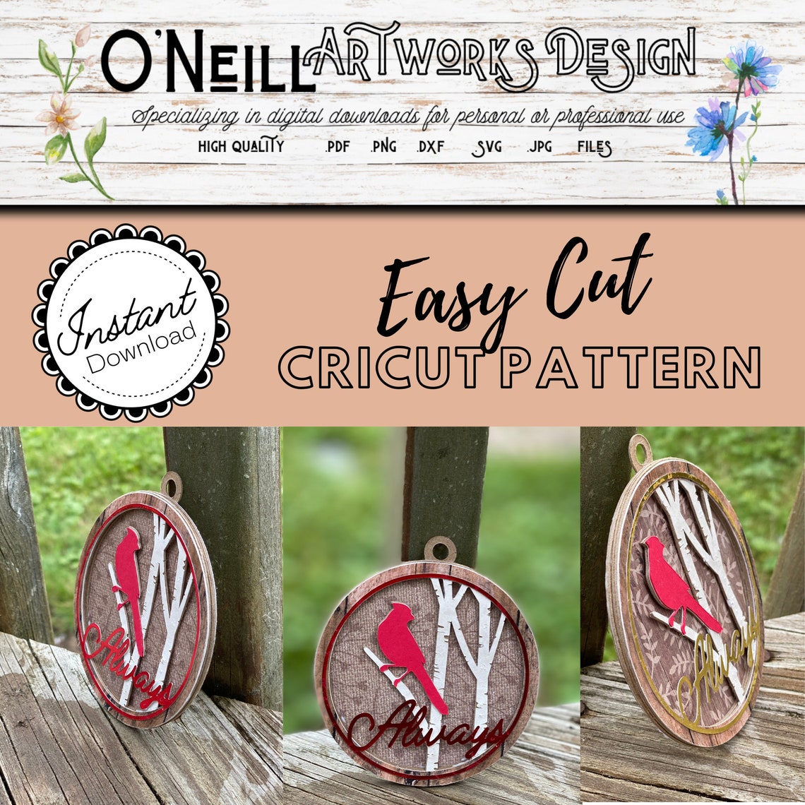 Cardinal Ornament SVG Layered Paper Art Cricut Cut File Easy - Etsy