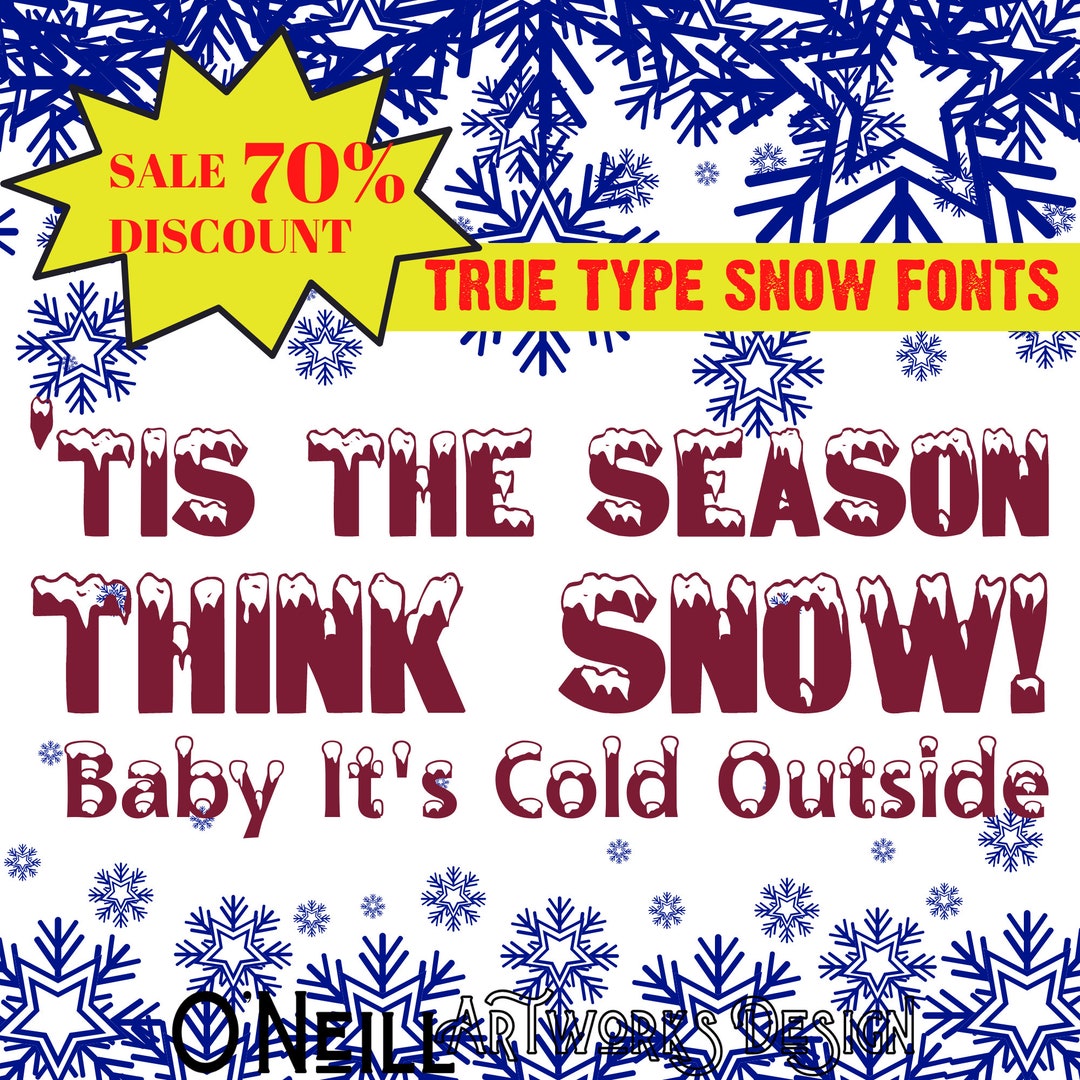 3 Pack of Snow Covered Fonts | Small Caps Ttf Snow Covered Font | All ...