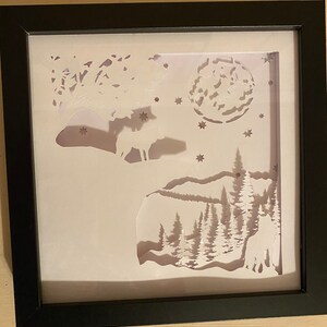 Layered Wolf Lightbox Paper Art, Wolves Wilderness Shadowbox Digital ...