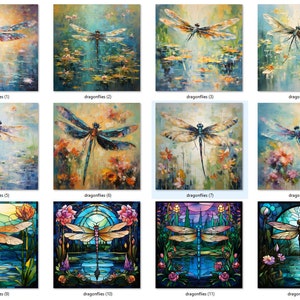34 Stained Glass Style Dragonflies Dragonfly Impressionist Style ...