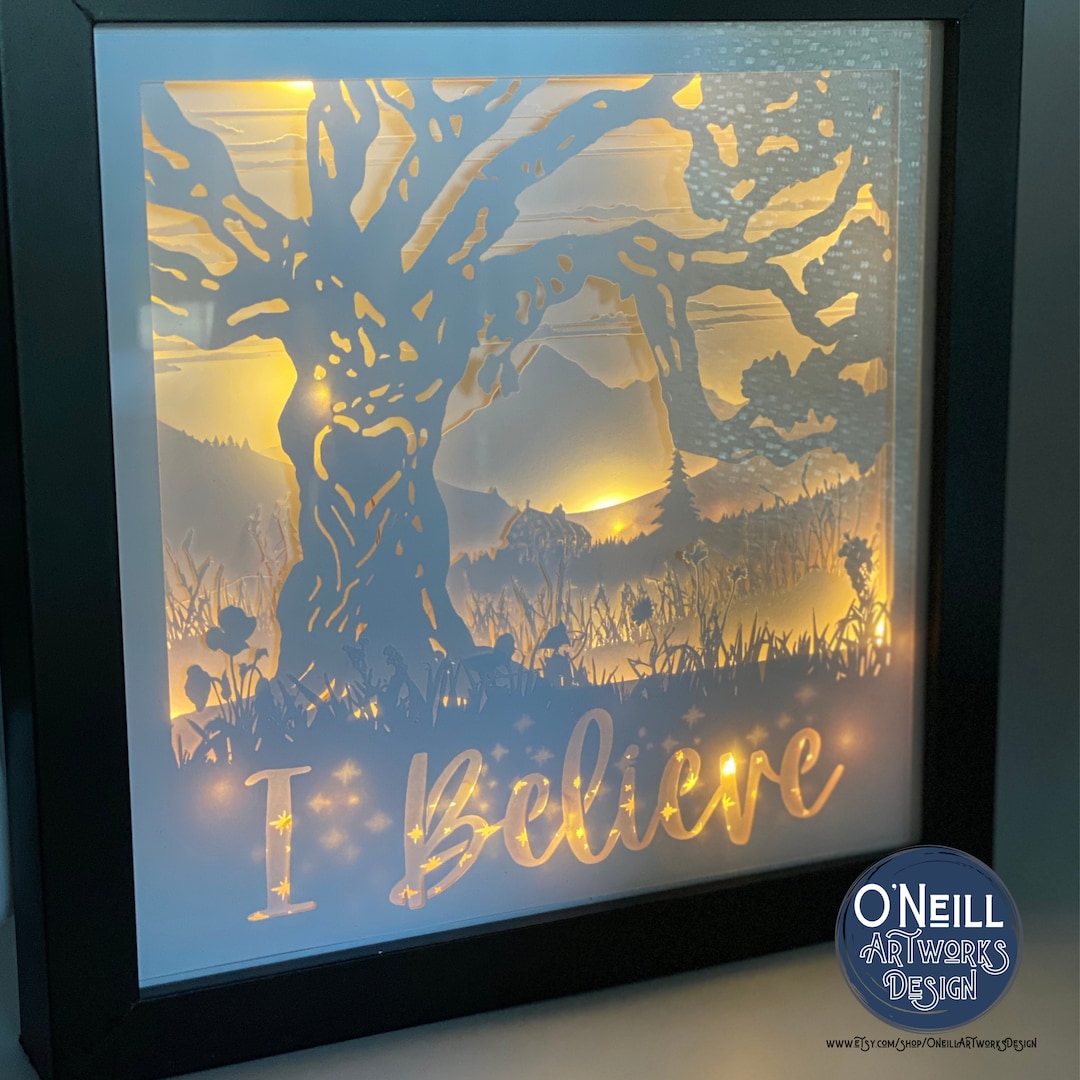 Lightbox SVG Layered Spring Tree Shadowbox Mountains Meadow Light Box ...