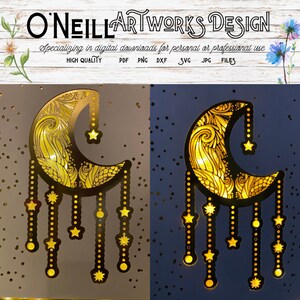 Moon Star Dreamcatcher SVG Shadowbox | Lightbox Layered 3D Paper Art ...