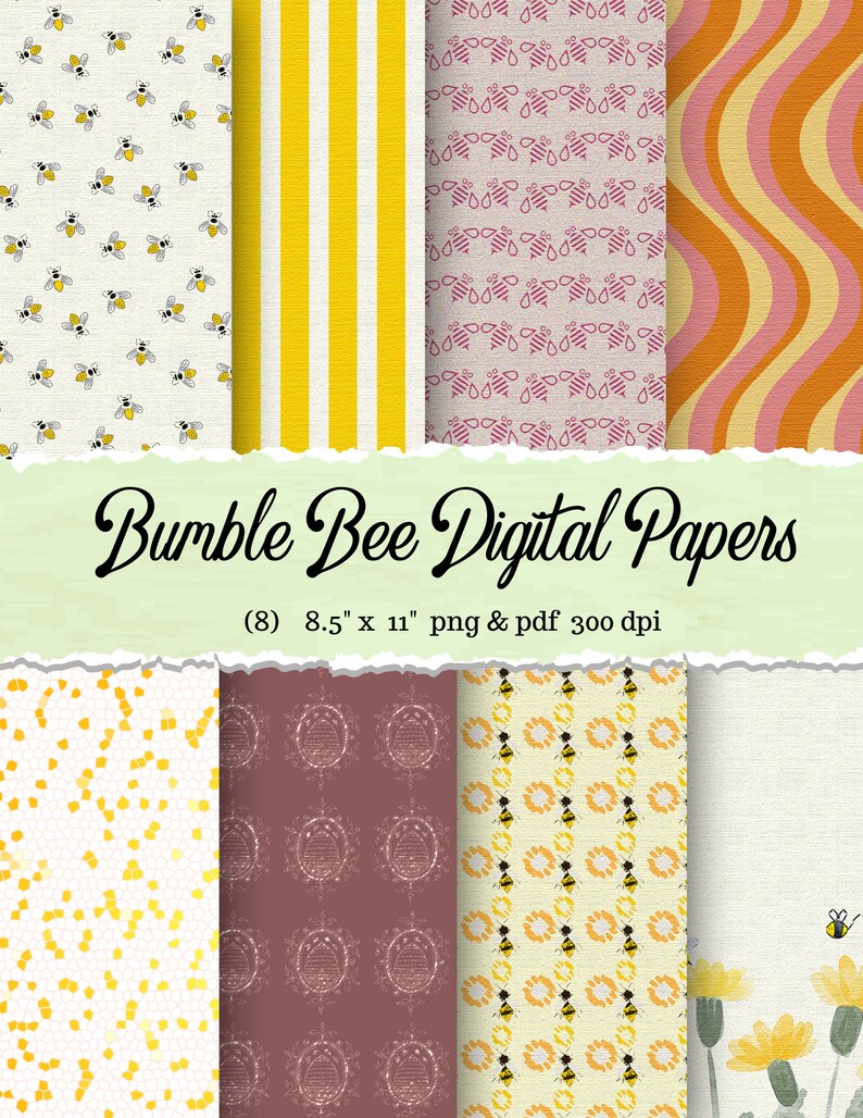 Vintage Bumble Bee Printable Paper 8.5 X 11 Digital Download - Etsy