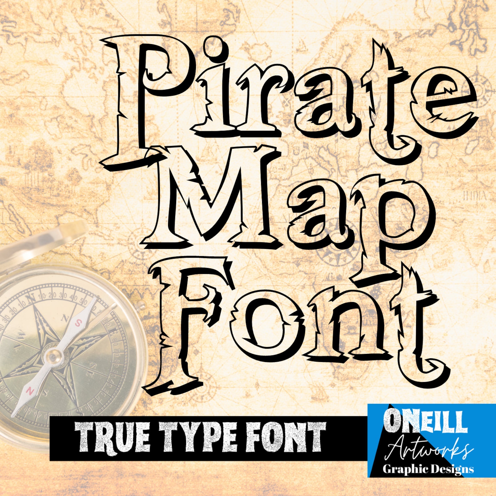 Pirate Map Font Vampire Font True Type Font ttf | Etsy