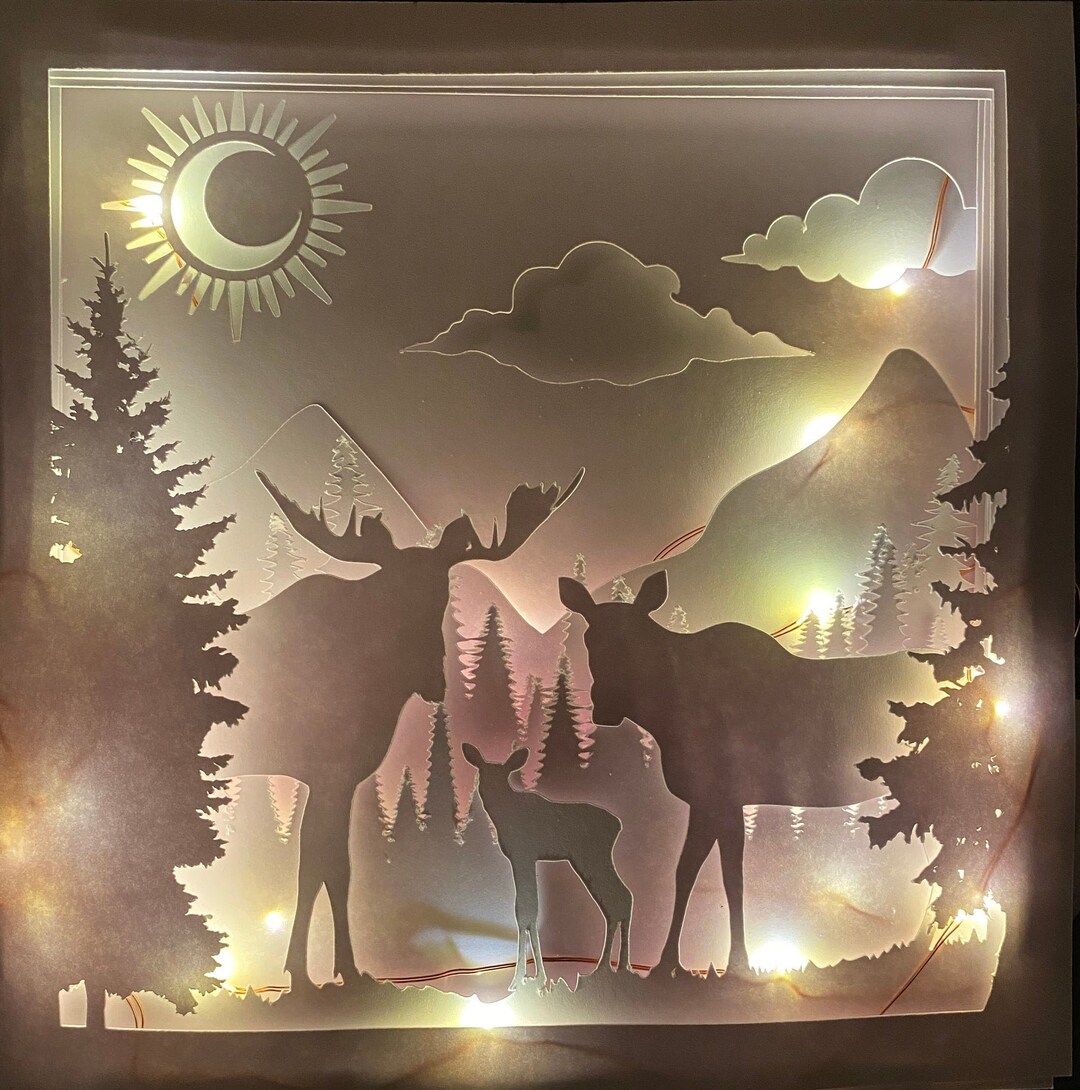 3D Moose Shadow Box SVG | Layered Light Box SVG | Wildlife Cricut ...
