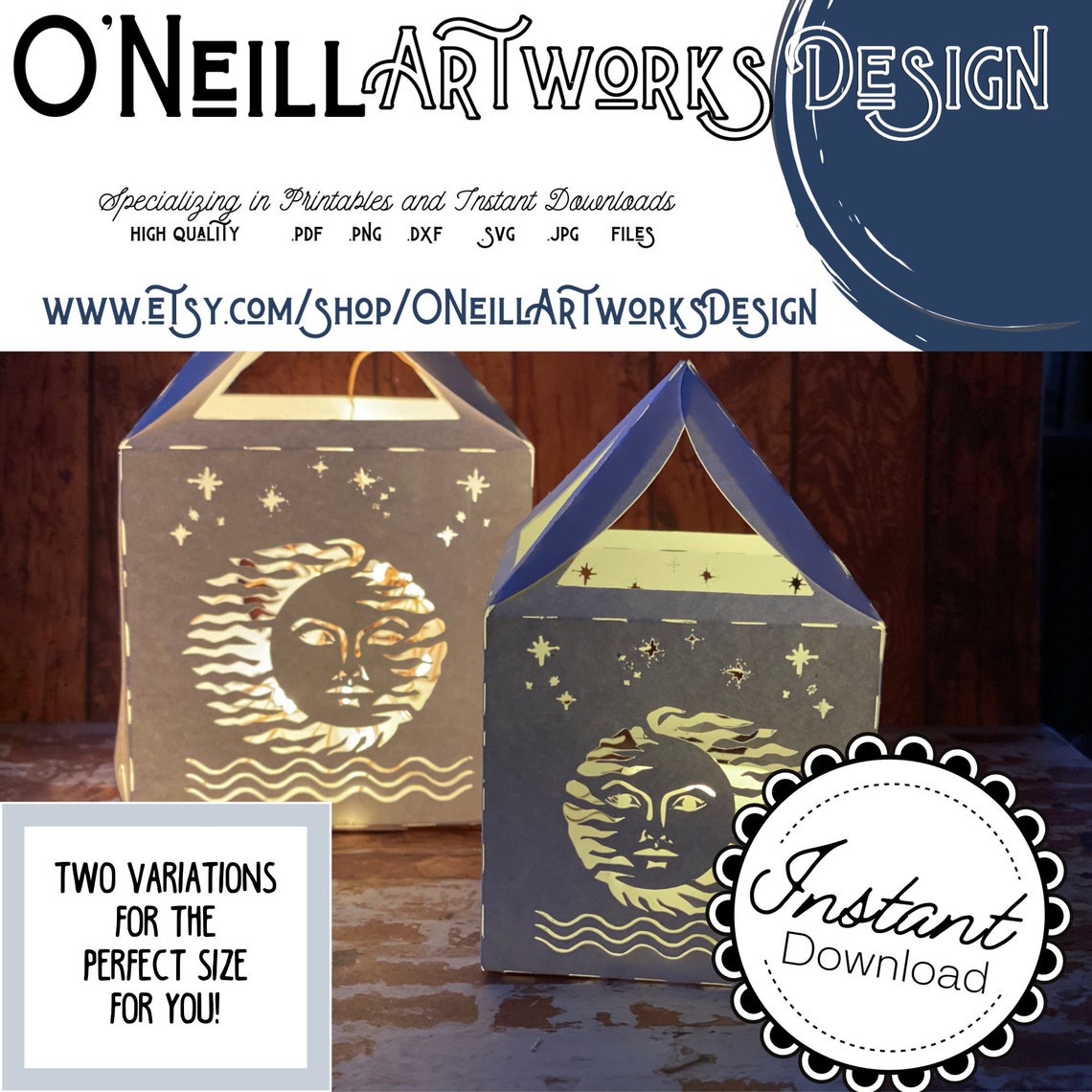 Sun Moon Stars Paper Lantern SVG Shadowbox Lightbox Cricut - Etsy