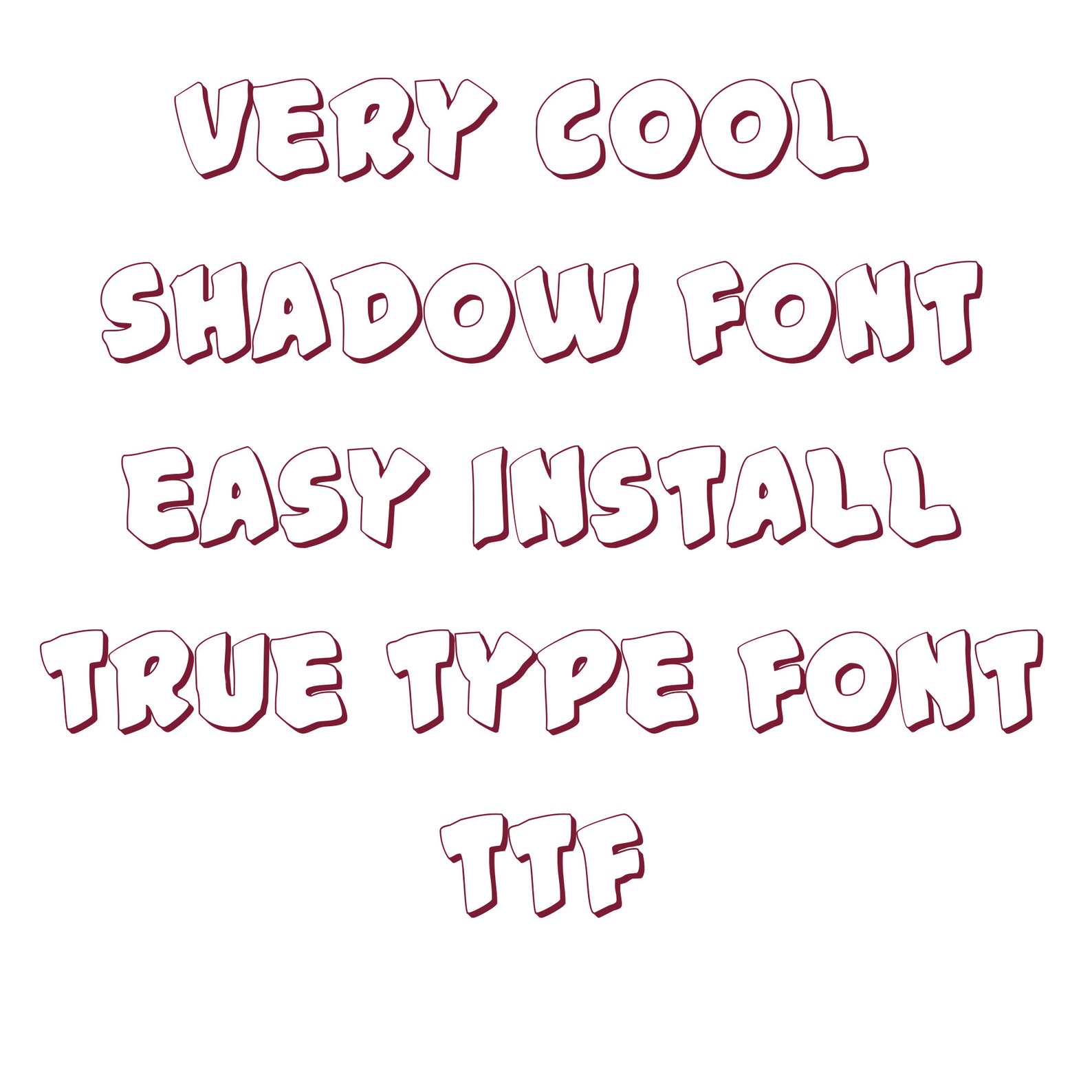 Bubble Shadow Font Chunky Printed True Type Font Ttf - Etsy