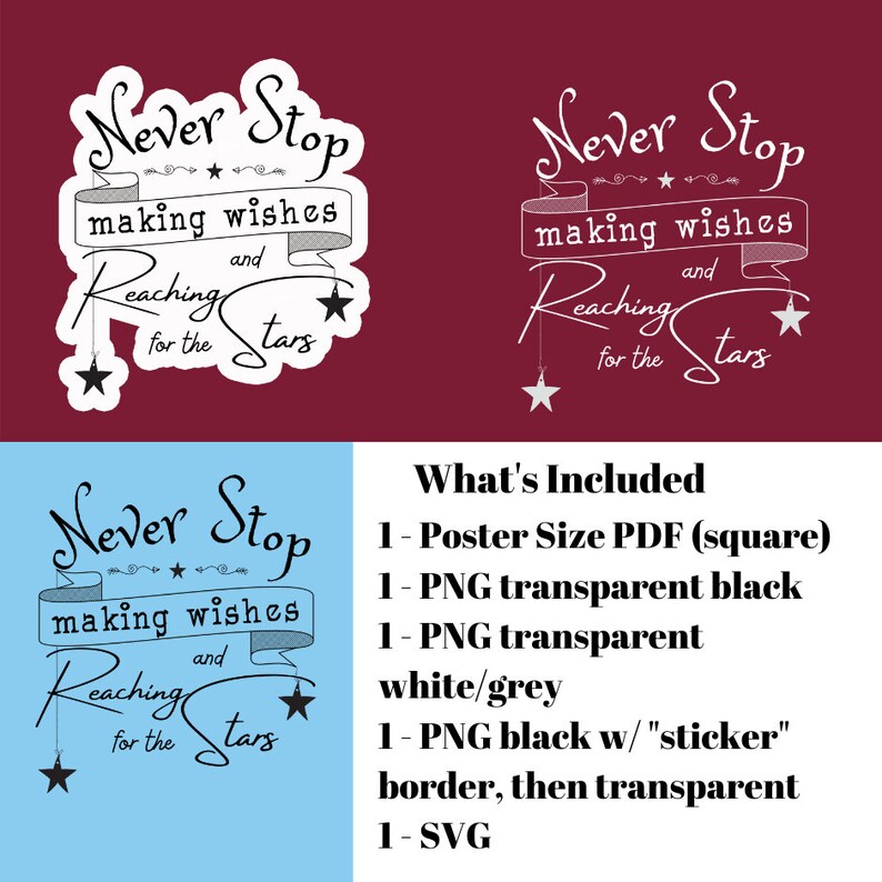 Never Stop Making Wishes Gender Neutral SVG and PNG With Print and Cut ...