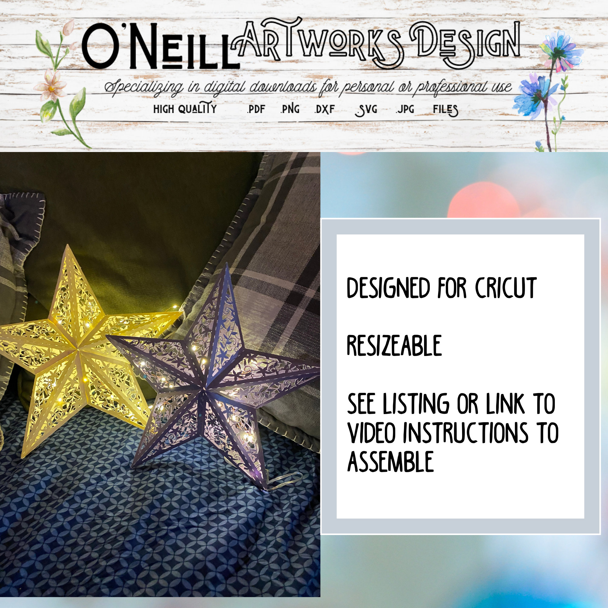 Vintage Star Luminary SVG Vines Pendant Lighting Paper Art Cricut ...