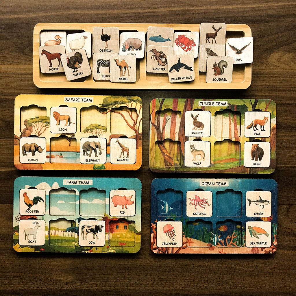 Complete the Animals, Wooden Puzzle, Animals Habitats - Etsy