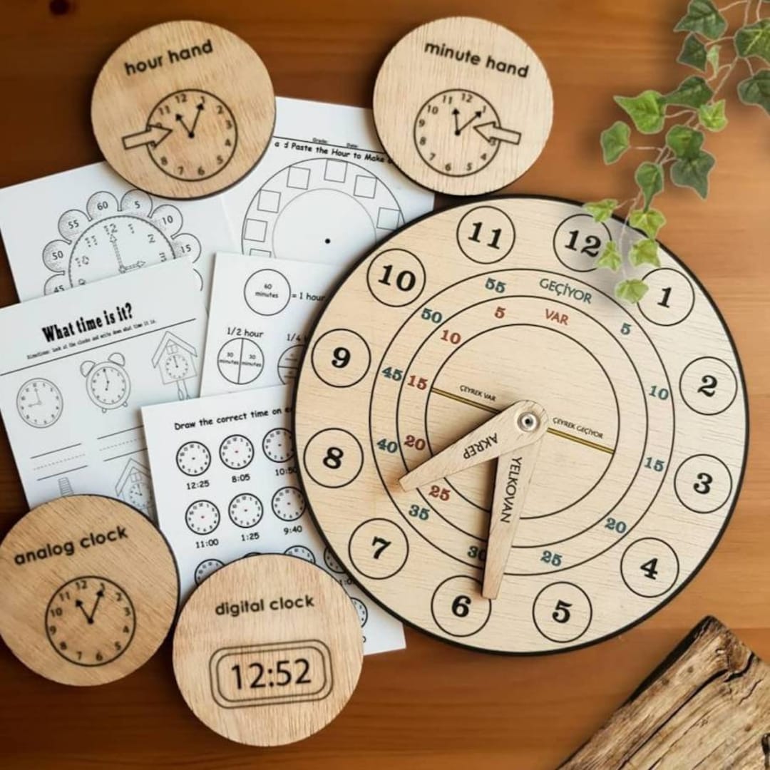 Educational Wooden Clock - Etsy