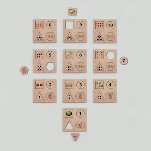 Wooden Number Puzzle With Animals and Shapes | Handmade Wood Numeral ...