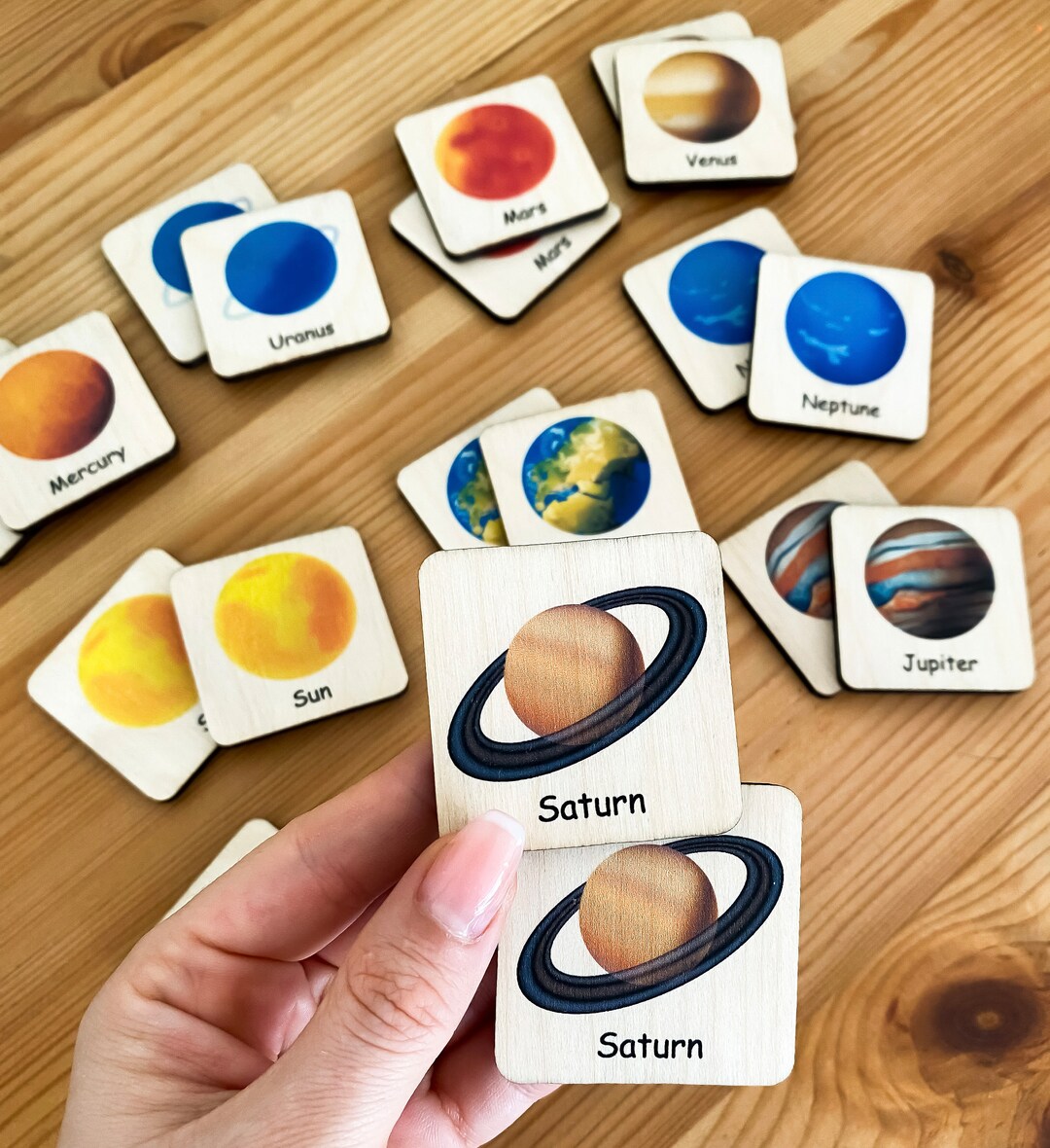 Space Memory Game, Montessori Wooden Memory Game, Homeschool ...