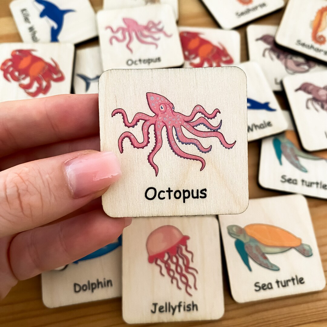 Ocean Memory Game, Montessori Wooden Memory Game, Homeschool ...