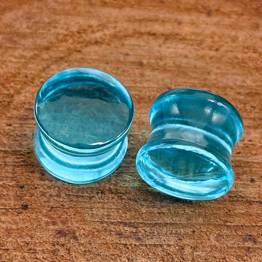 PAIR of Swiss Blue Topaz Plugs Gauges, Earplugs, Beautiful Handmade Quality Finished Size :- (8g ...