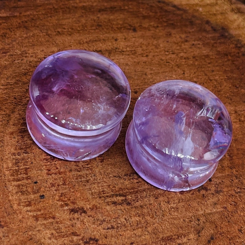 PAIR of Natural Light AMETHYST Plugs, Gauges Earplugs, Beautiful ...