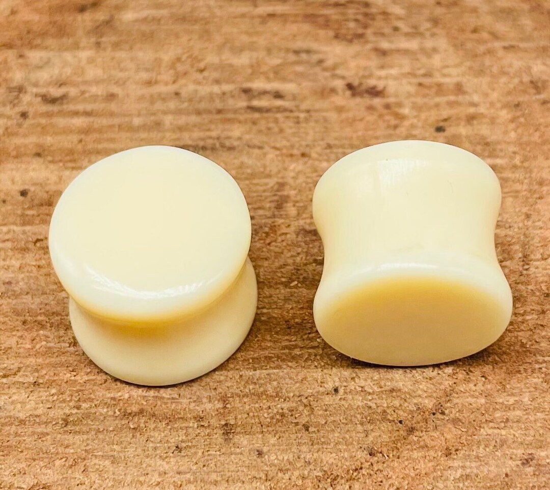 PAIR of BONE Plugs Gauges, Earplugs, Beautiful Handmade Quality ...