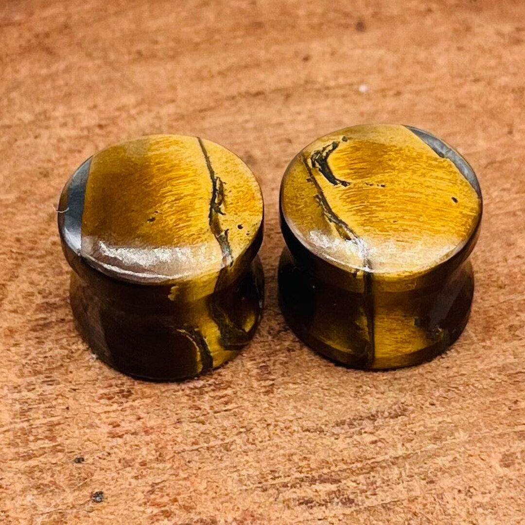 Natural TIGER EYE Plugs Gauges, Earplugs, Beautiful Handmade Quality ...