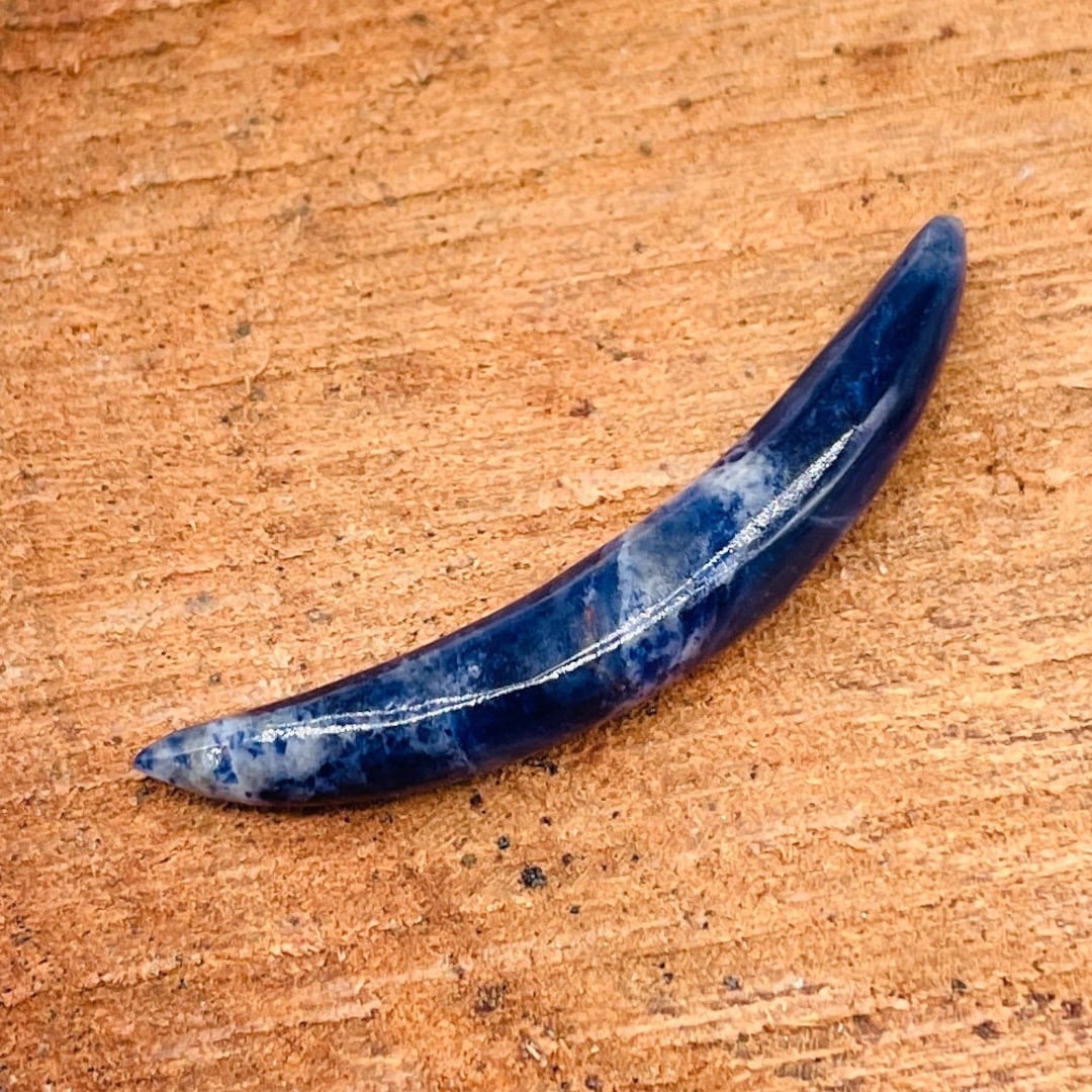 African Natural Blue Sodalite CURVED Spike Tusk, Tribal Septum, Pincher ...