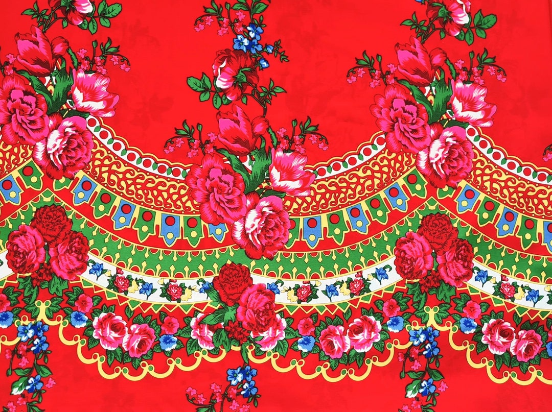 Polish cleo Folk Farbic Silky Crepe Fabric - Etsy UK