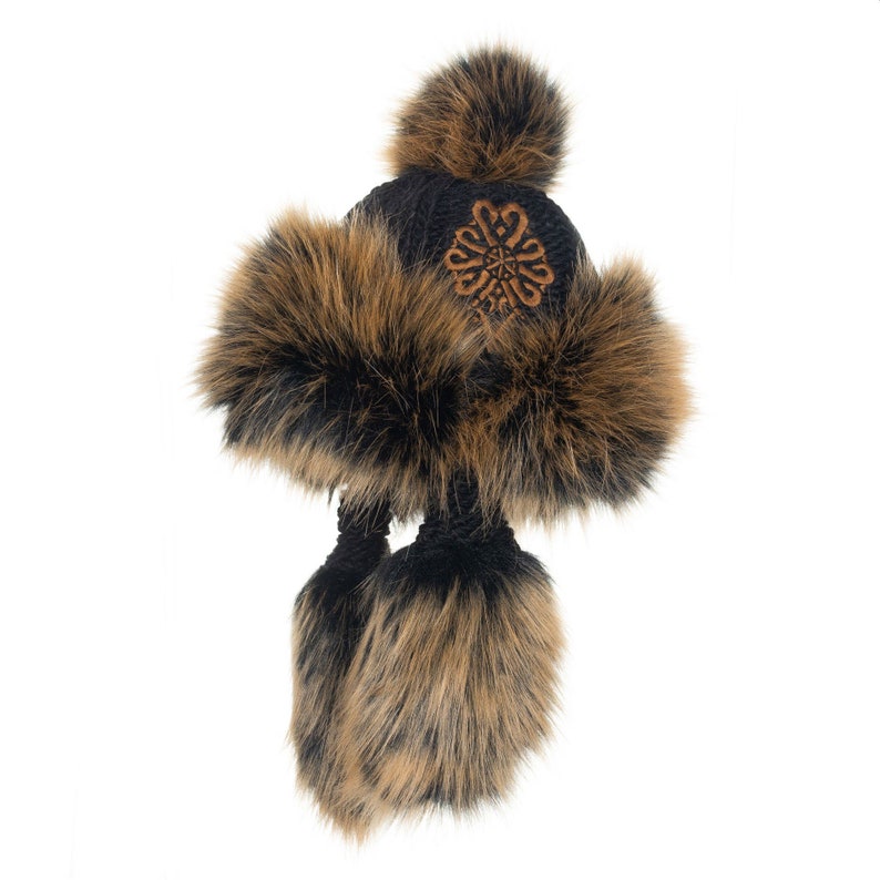 Faux fur winter hat light pinktrapper hat polish folk | Etsy