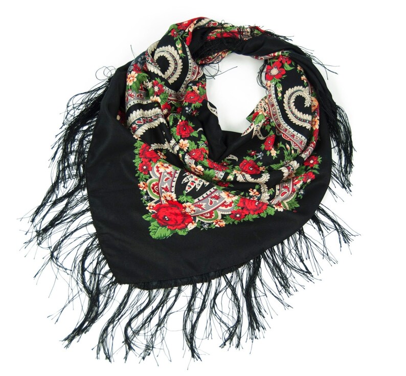 Polish Folk Scarf Floral Shawl Ethnic Boho Traditional - Etsy