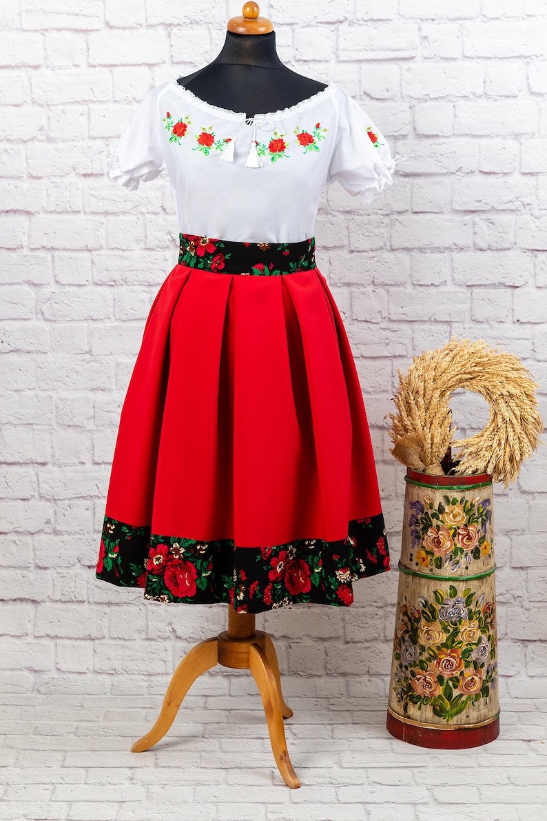 Costume folklorique polonais jupe et chemisier broderie - Etsy France