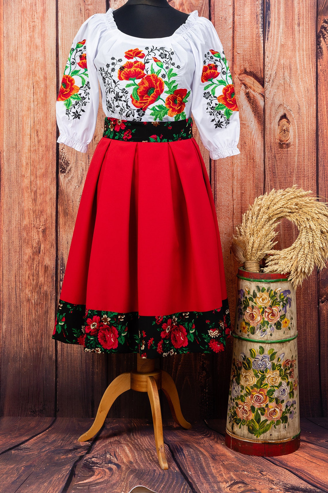 Costume folklorique polonais jupe et chemisier broderie | Etsy