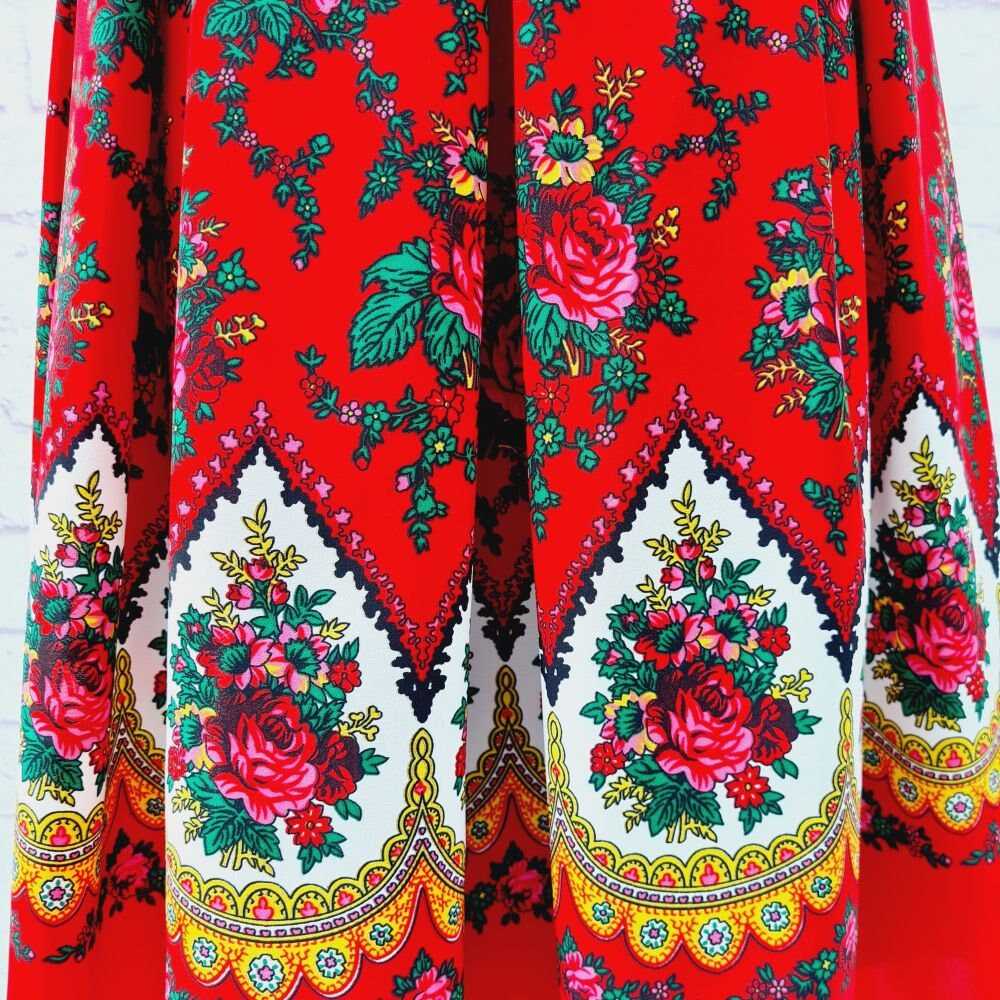 Polish Folk Highlander Midi Skirt Ethnic Pleated Skirt Flowers - Etsy