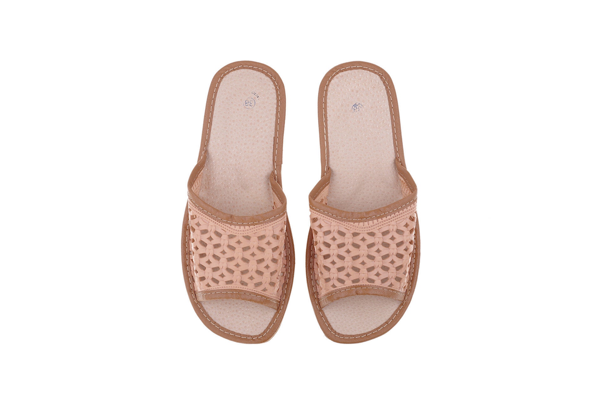 Women's handmade genuine leather slippers summer | Etsy