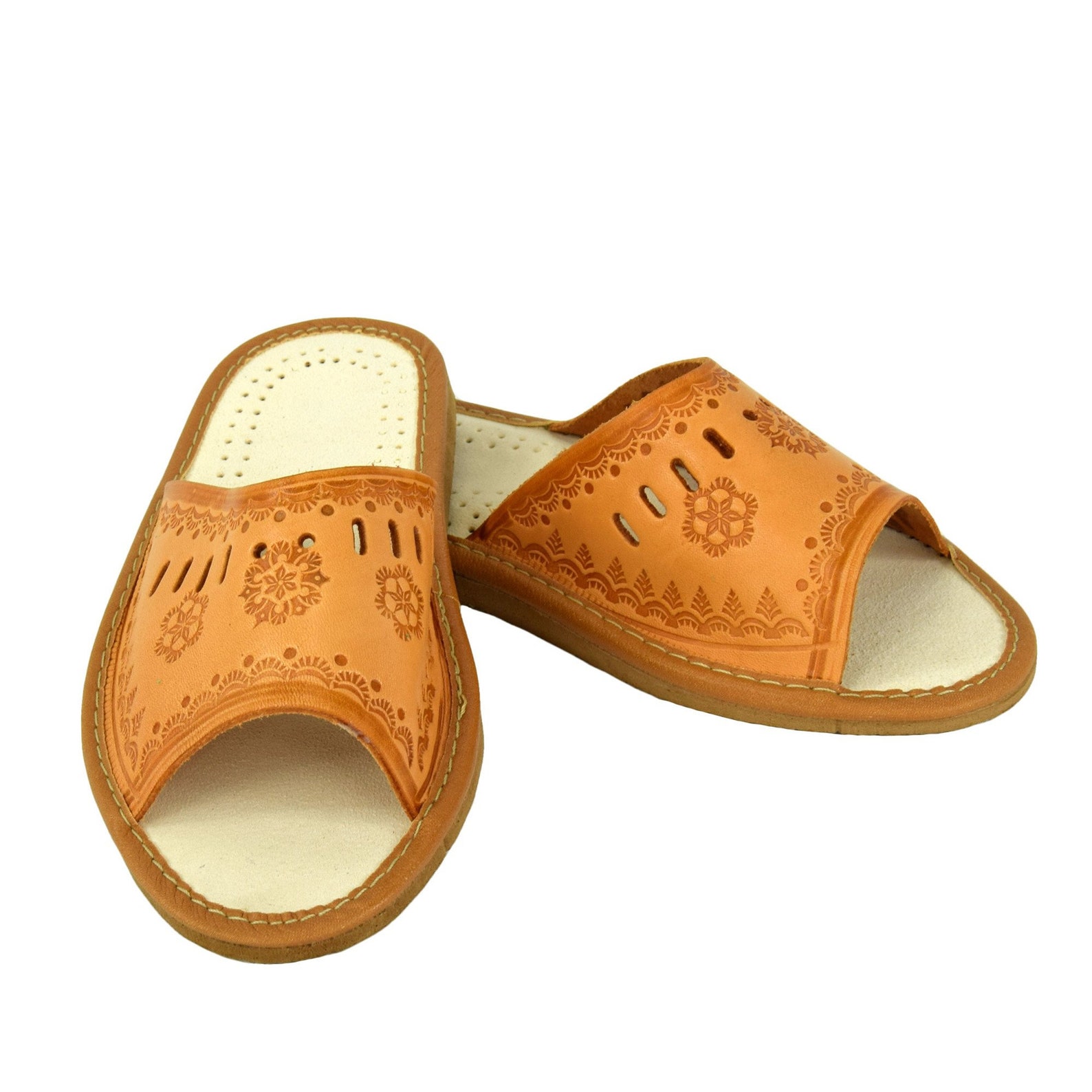 Women's genuine leather slippers summer slippers home | Etsy