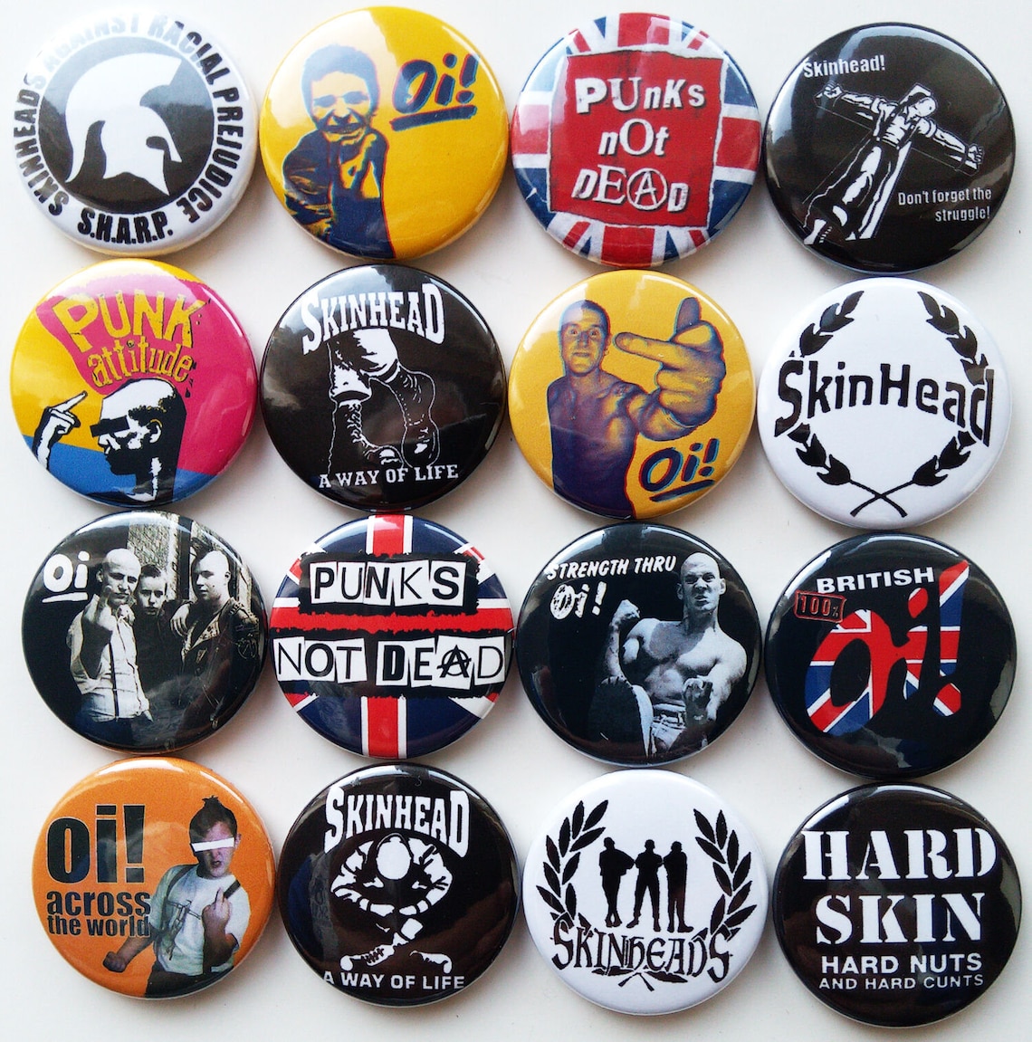 PUNK OI SKINHEAD Pin Button Badges Pinback Pins S.H.A.R.P. Lot of 16 - Etsy