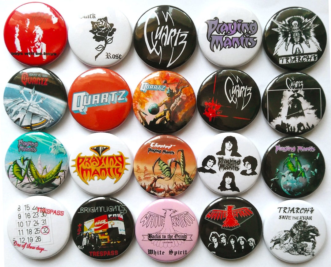 NWOBHM Lot 3 Pin Button Badges Quartz Praying Mantis Triarchy Black ...