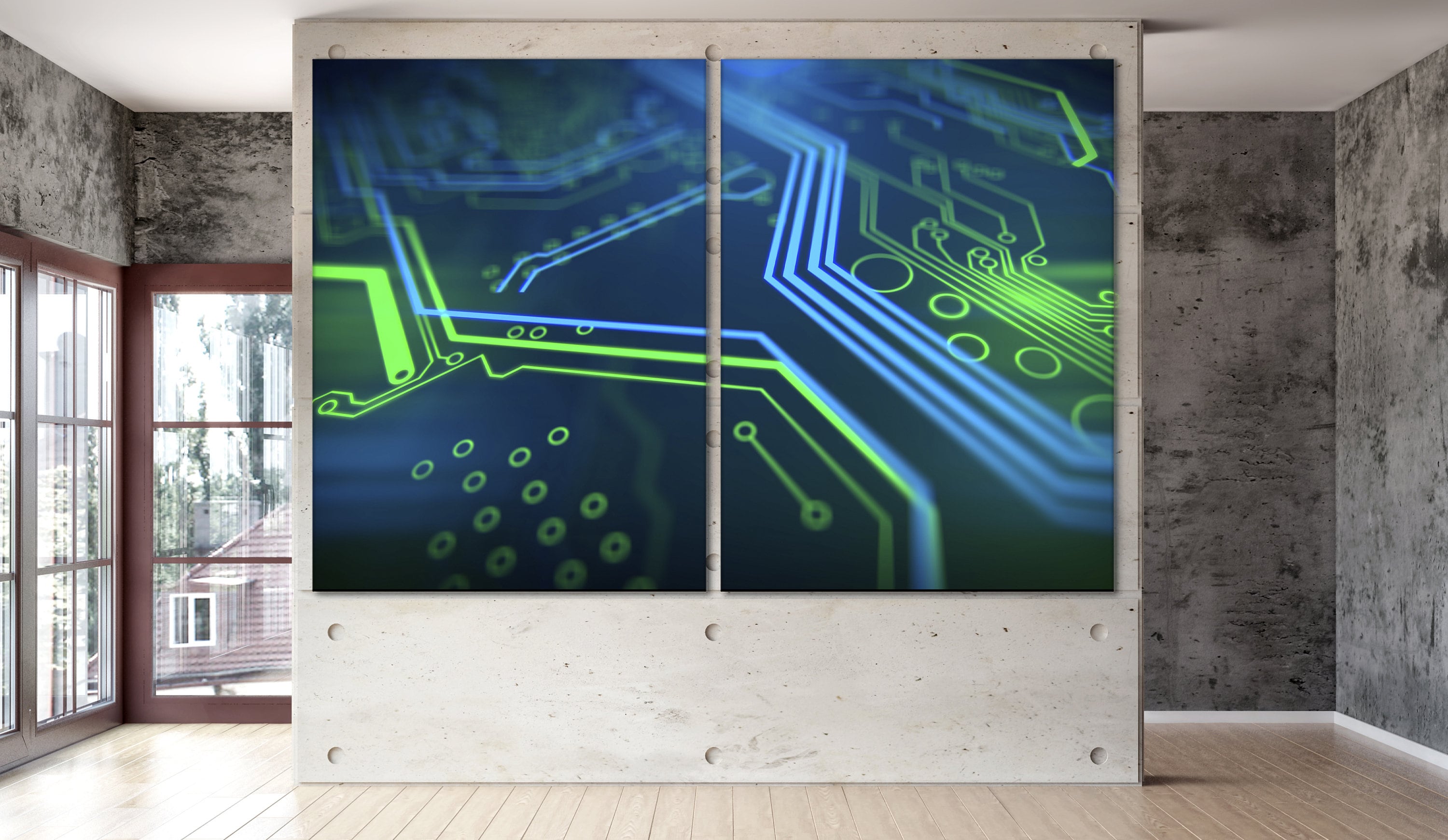 Circuit Board Wall Art Computer Scince Wall Print Neon Light - Etsy