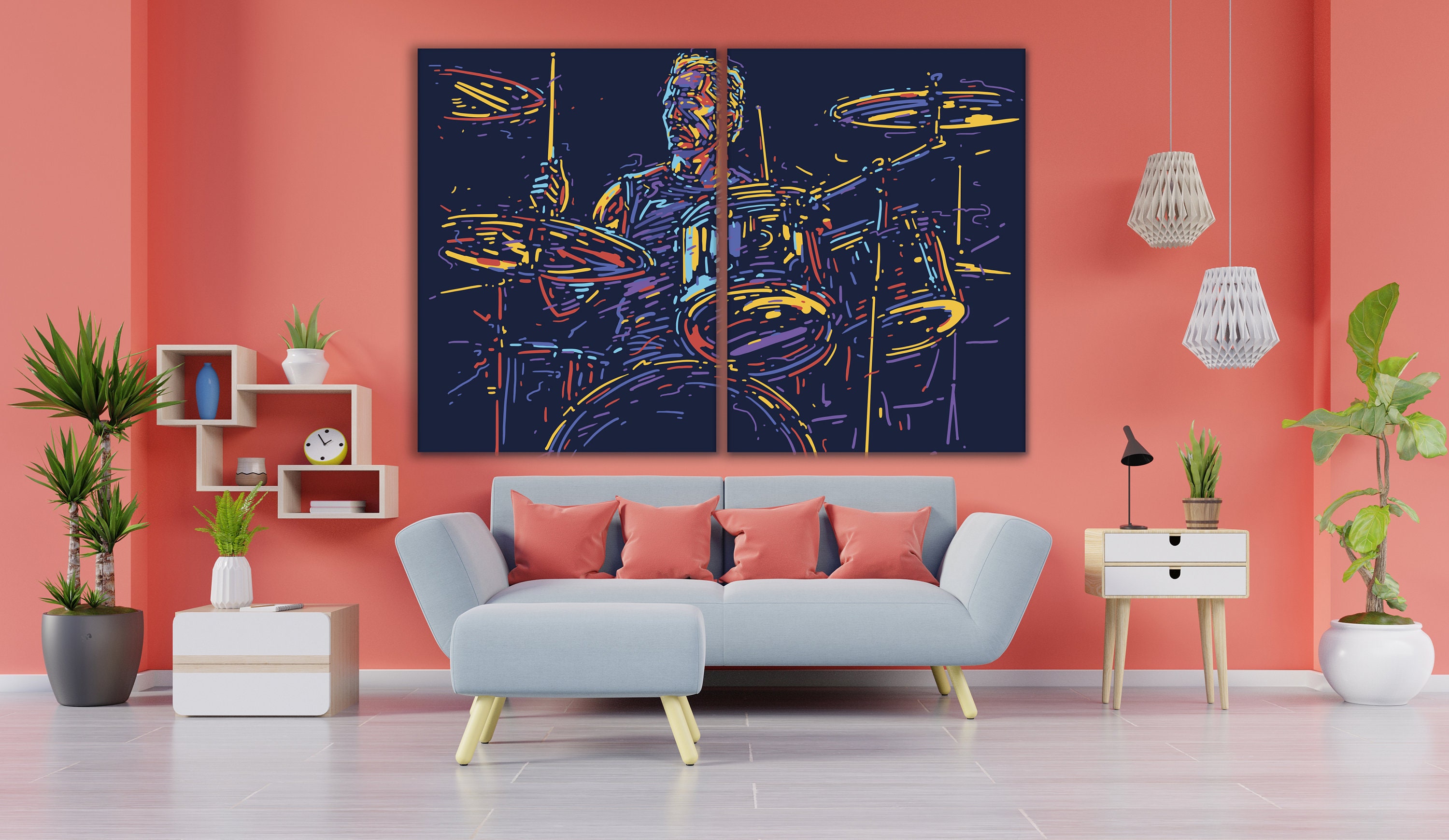 Drum and Bass Art Musician With Drums Rock Drummer Player - Etsy