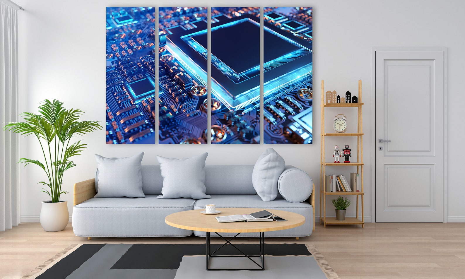 Circuit Board Wall Art Computer Scince Wall Print Neon Light Scheme ...