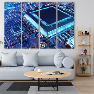 Circuit Board Wall Art Computer Scince Wall Print Neon Light Scheme ...