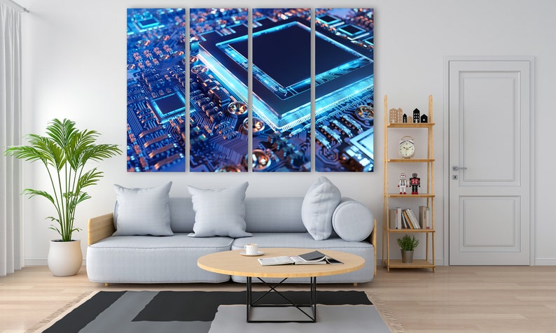 Circuit Board Wall Art Computer Scince Wall Print Neon Light - Etsy